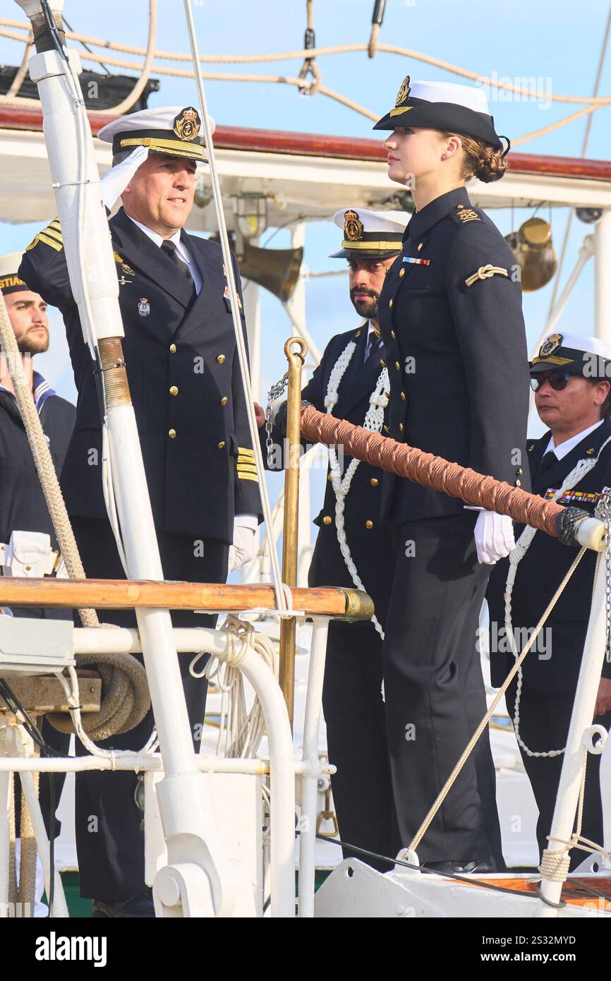 Cadiz, Spain. 08th Jan, 2025. Crown Princess Leonor arrives at the port ...