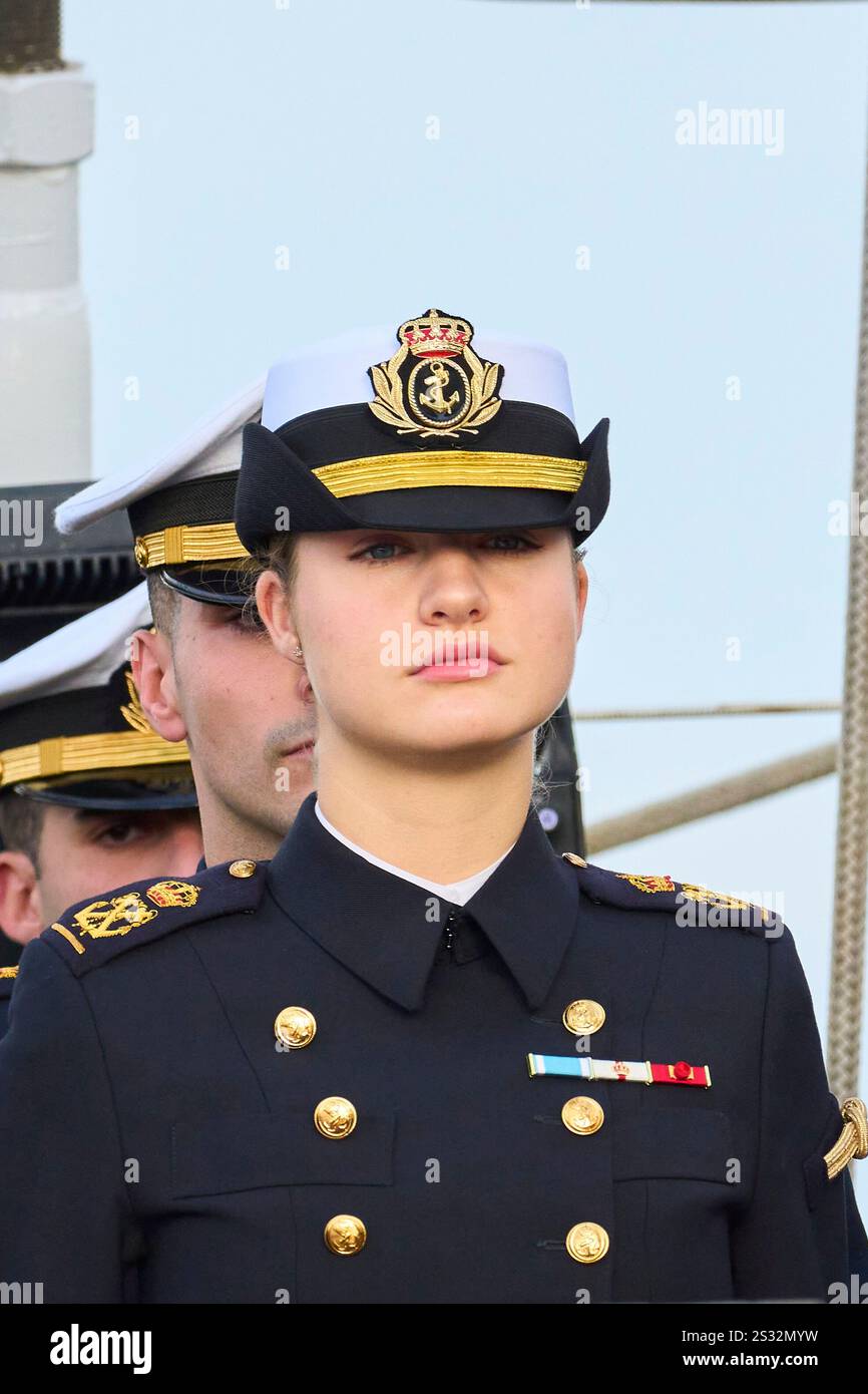 Cadiz, Spain. 08th Jan, 2025. Crown Princess Leonor arrives at the port ...
