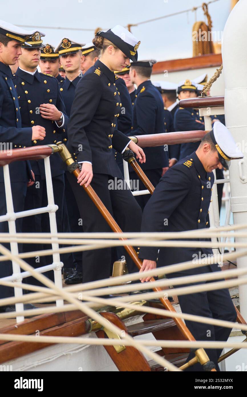 Cadiz, Spain. 08th Jan, 2025. Crown Princess Leonor arrives at the port ...