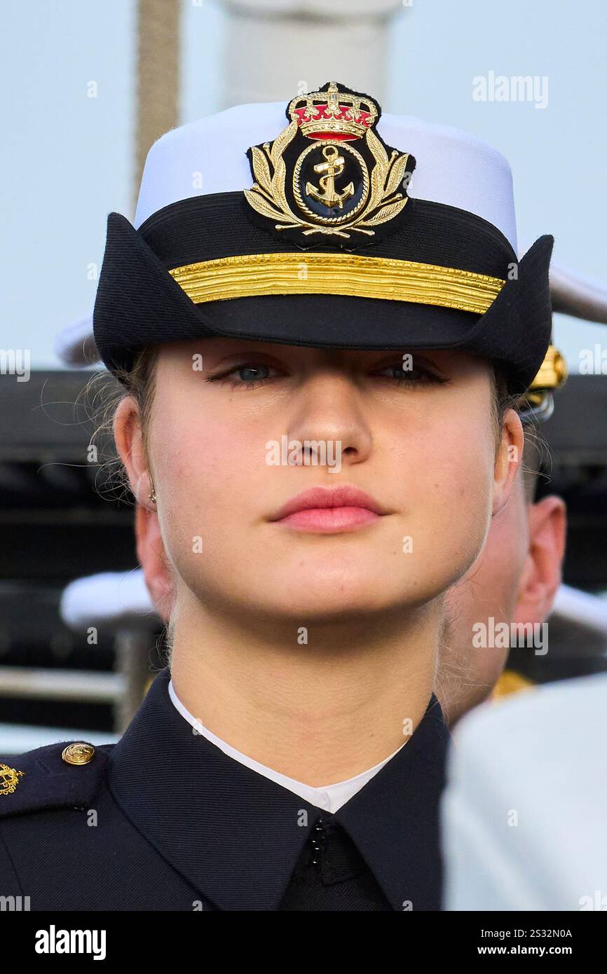 Crown Princess Leonor arrives at the port of Cadiz to embark on board ...