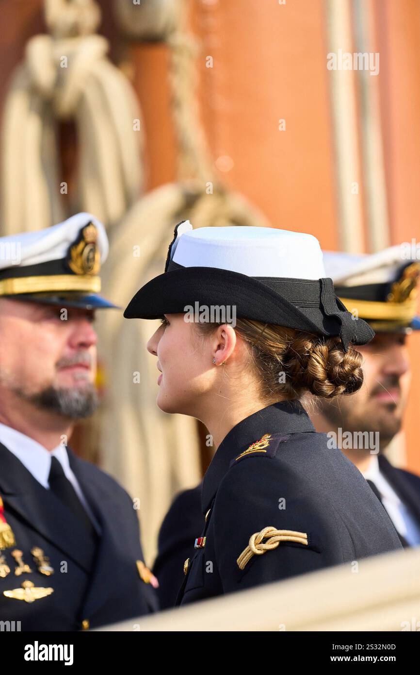 Cadiz, Spain. 08th Jan, 2025. Crown Princess Leonor arrives at the port ...