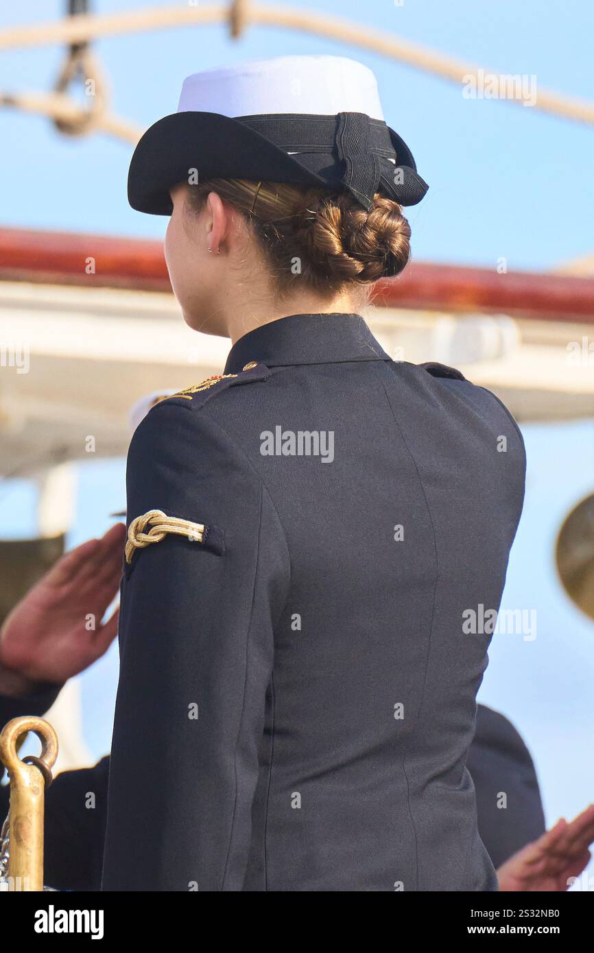 Cadiz, Spain. 08th Jan, 2025. Crown Princess Leonor arrives at the port ...