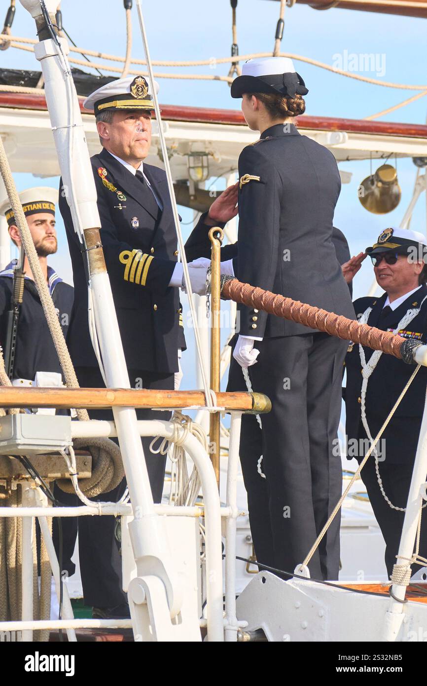 Crown Princess Leonor arrives at the port of Cadiz to embark on board ...