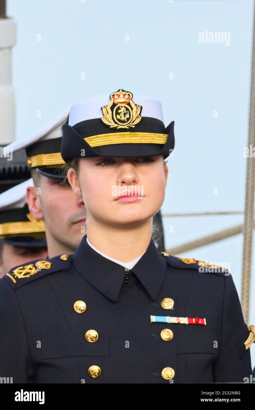Cadiz, Spain. 08th Jan, 2025. Crown Princess Leonor arrives at the port ...