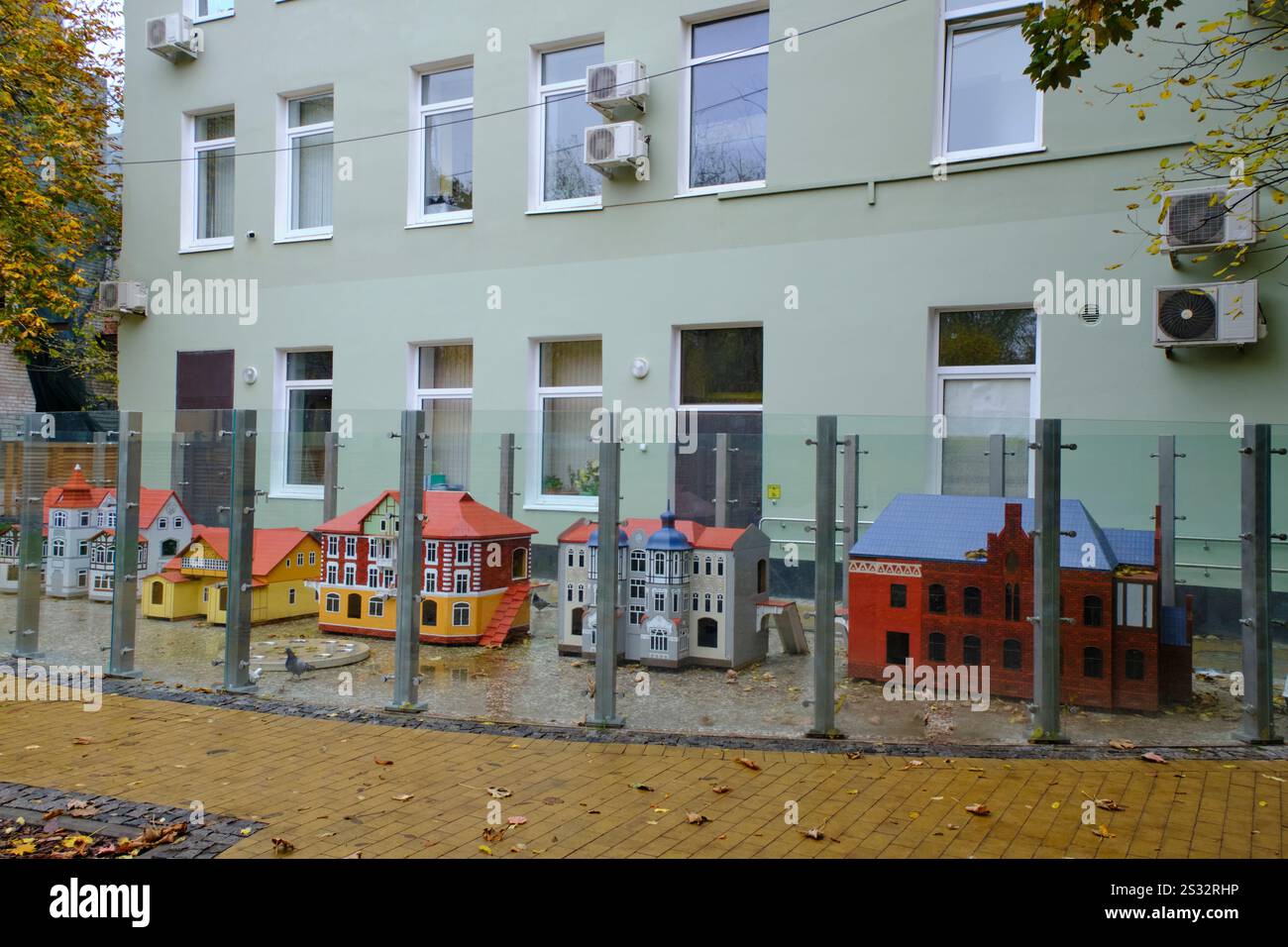 Cat houses with glass fencing in Zelenogradsk Stock Photo - Alamy