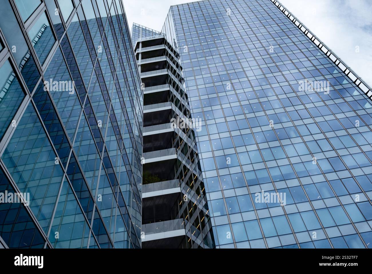 Abstract business architecture of a glass fronted office building in a ...