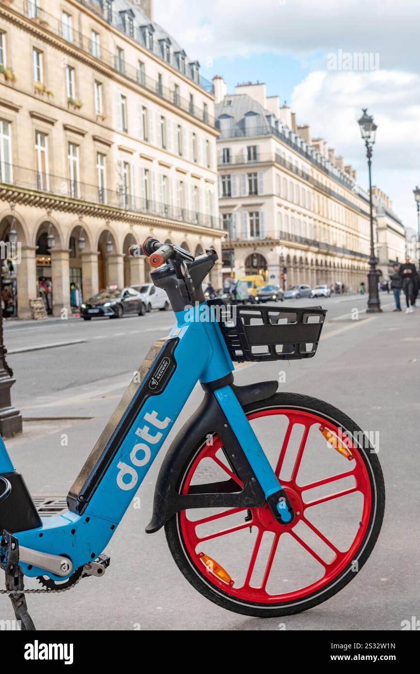 Paris, France. September 11th 2024 Dott electric E-Bike parked on a ...