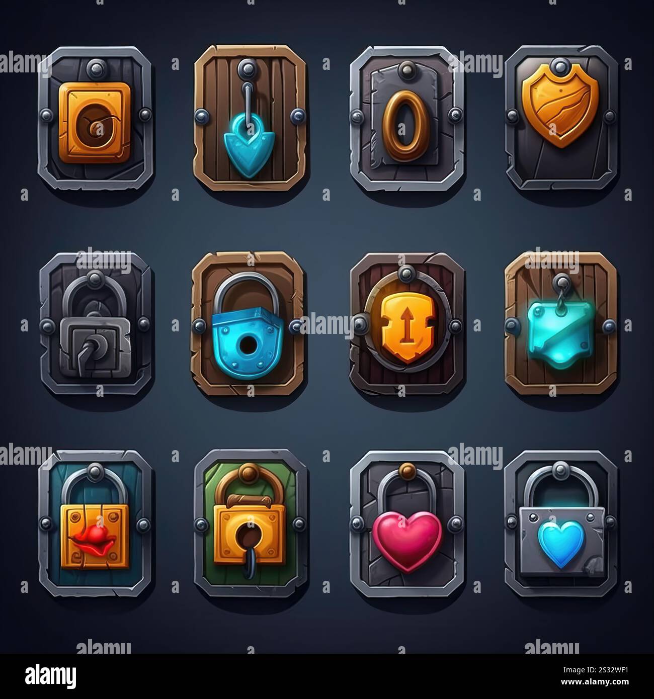 symbol lock key game ai generated. gold element, object sign, secret ...