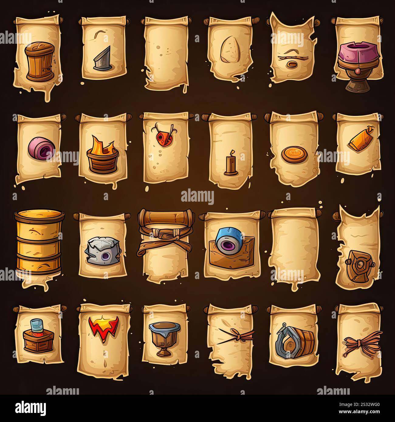 paper papyrus scroll game ai generated. medieval ancient, manuscript ...