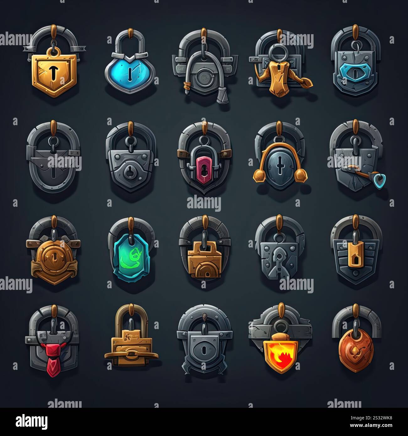 object lock key game ai generated. sign secret, security golden, open ...