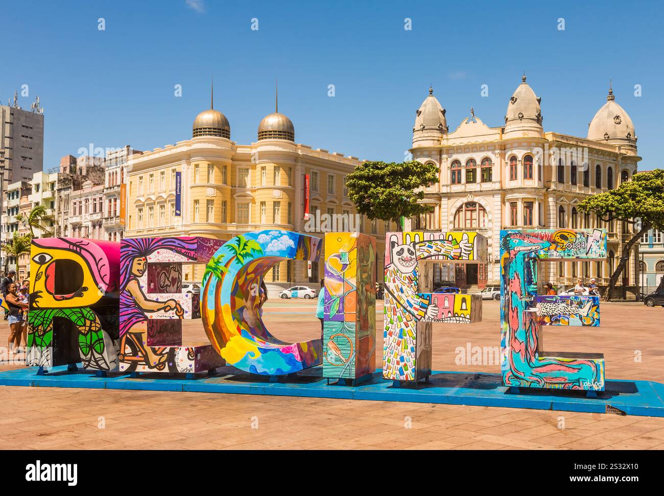 The Recife sign in Marco Zero square, Brazil Stock Photo - Alamy