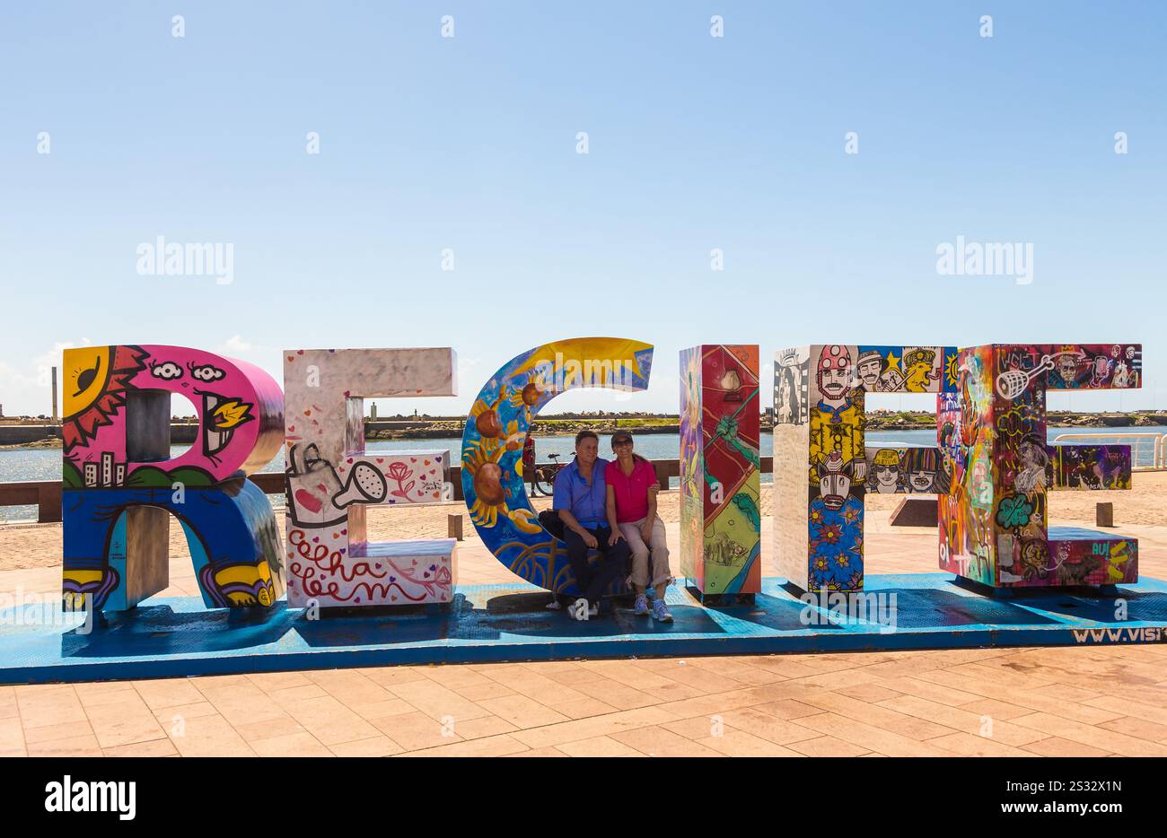 The Recife sign in Marco Zero square, Brazil Stock Photo - Alamy
