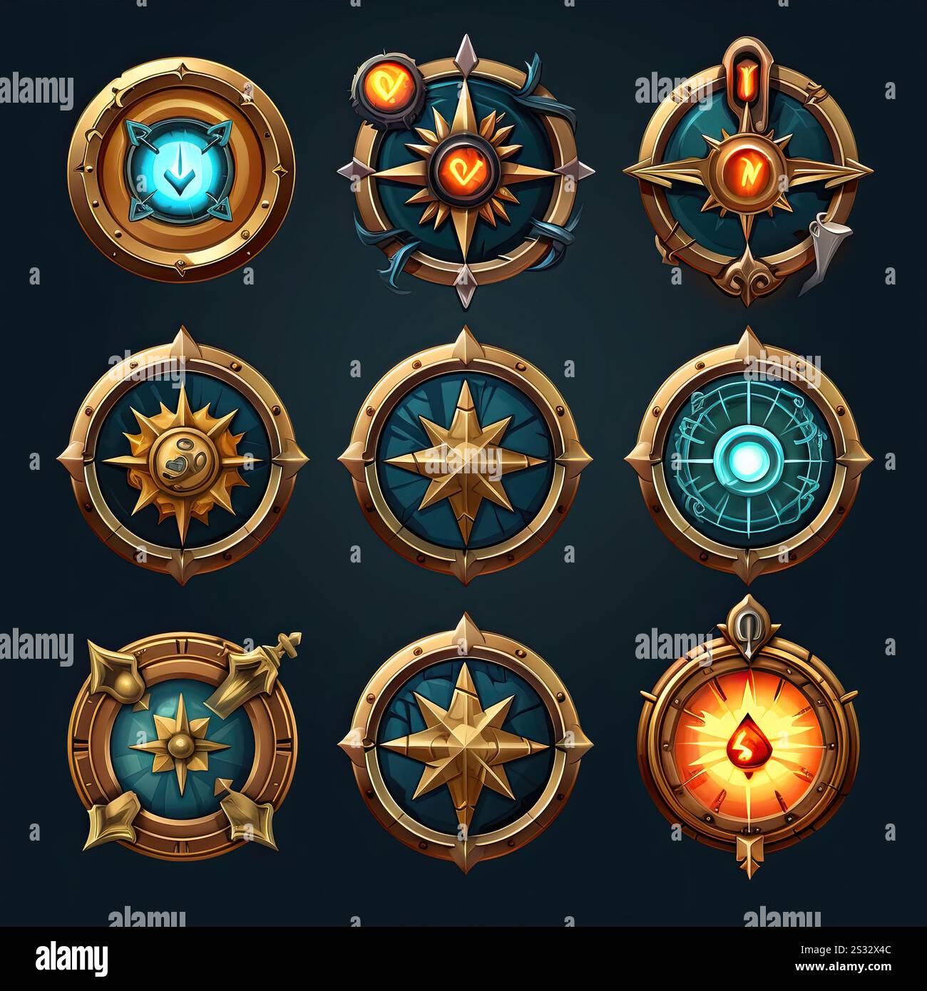 navigation compass game ai generated. travel map, adventure symbol ...