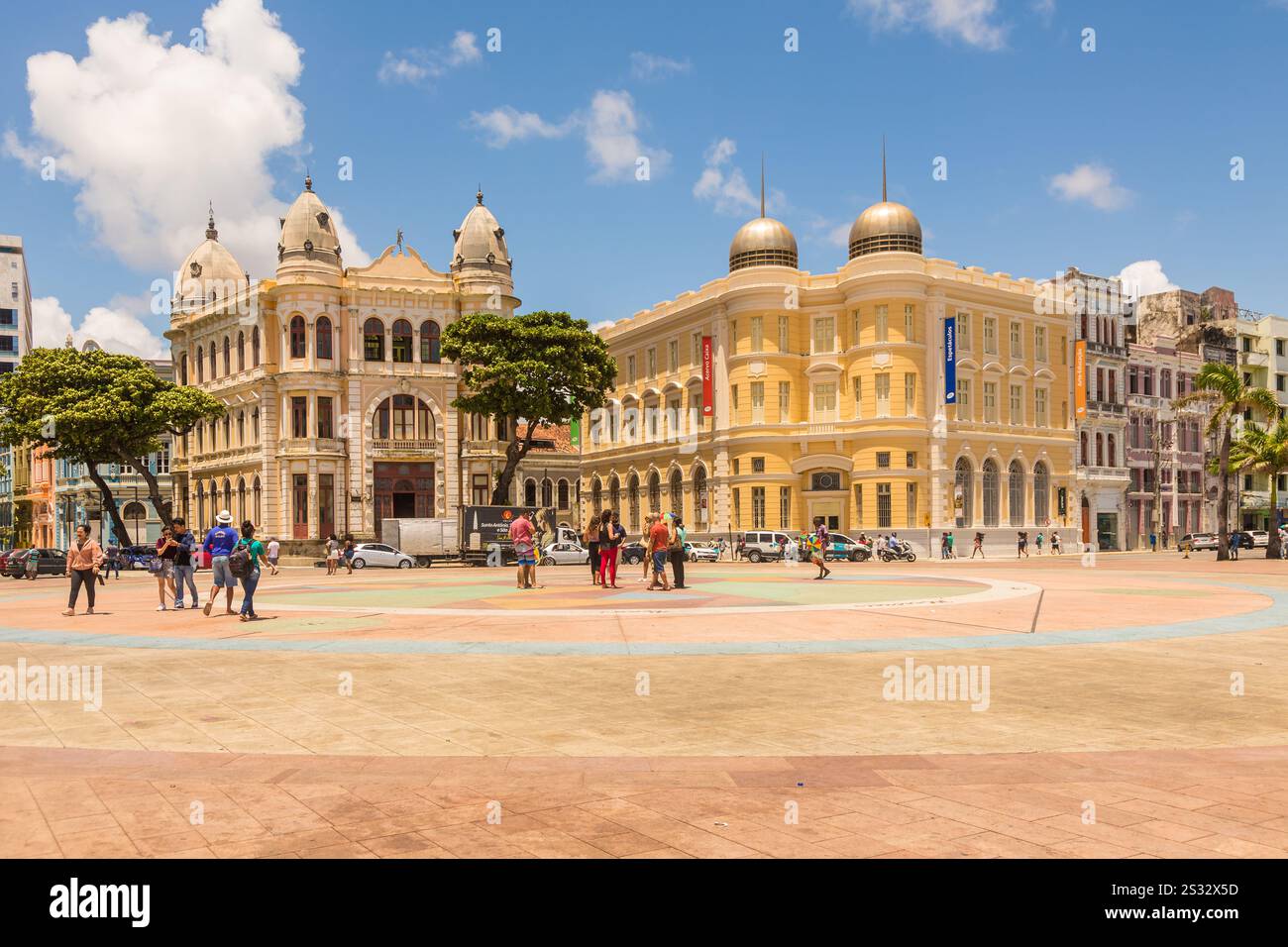 Colonial style buildings surrounding Marco Zero Square, Recife, Brazil ...