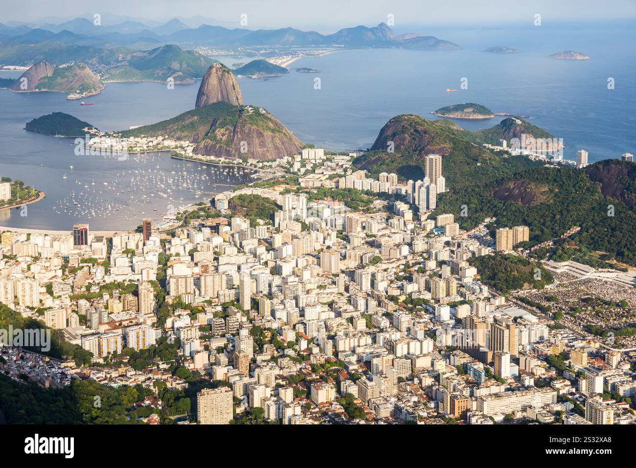 The view of Rio de Janeiro including Sugar Loaf Mountain from Corcovado ...