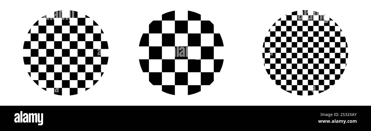 Chess pattern sphere globe set, Optical illusion checkerboard ball ...