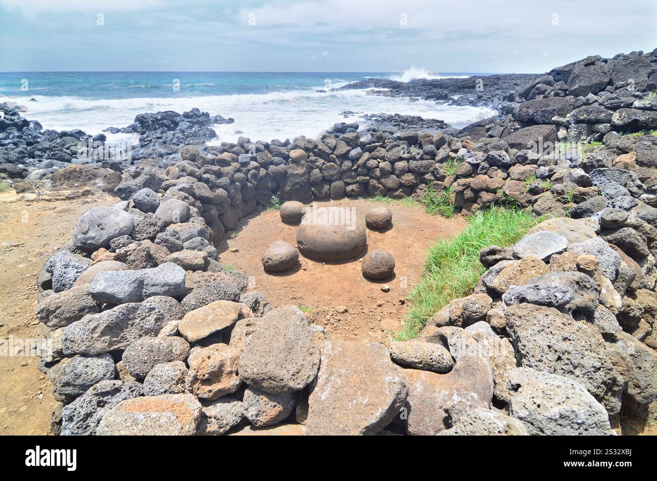 Te Pito Kura archaeological complex with magnetic stone, Easter Island ...