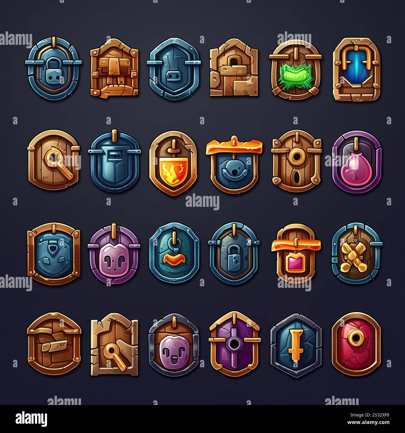 safety lock key game ai generated. icon, symbol gold, element object ...