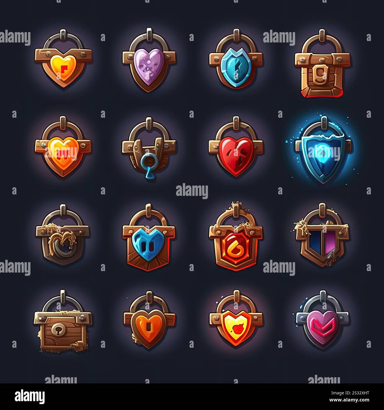 safety lock key game ai generated. icon, symbol gold, element object ...