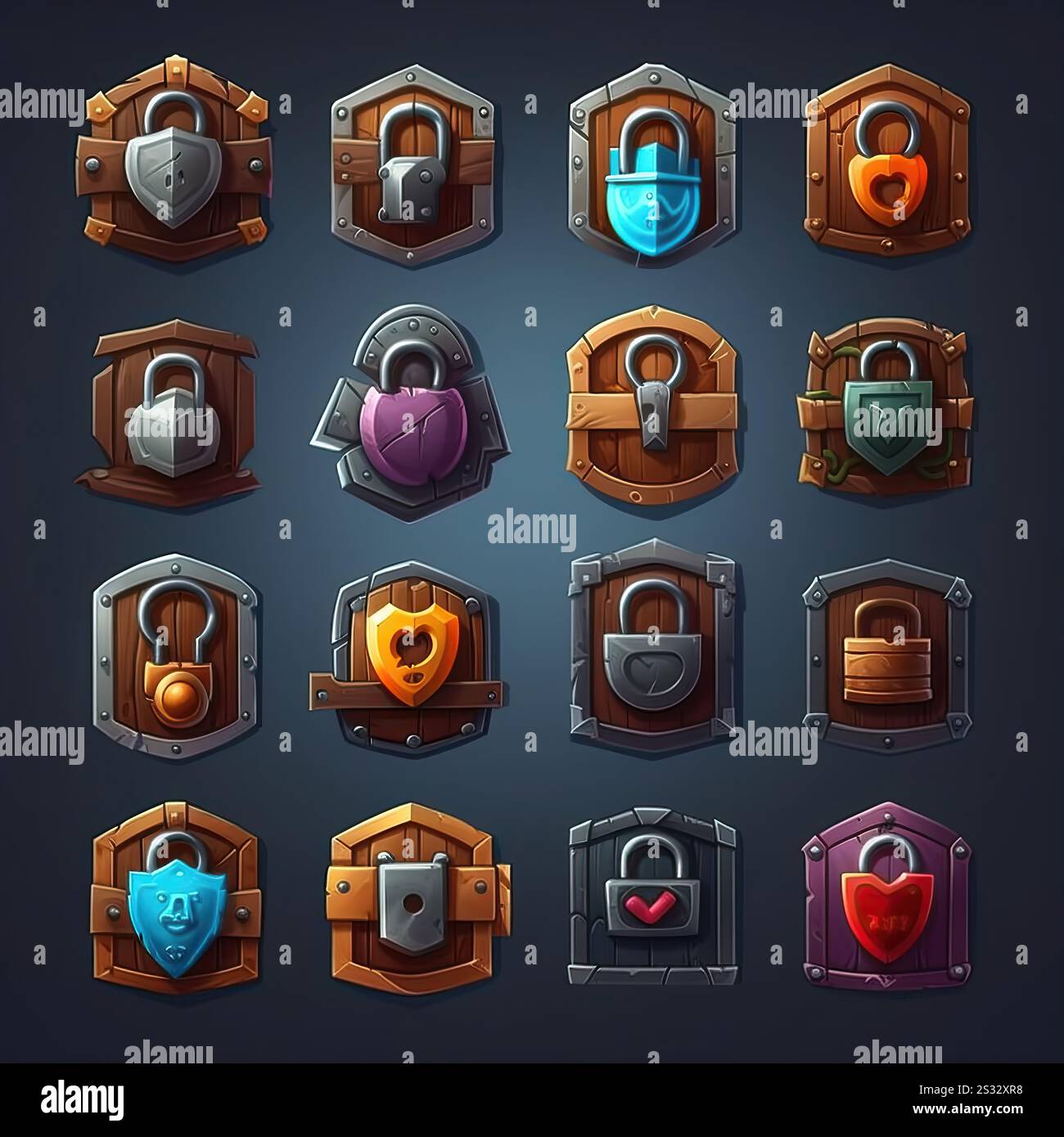 element lock key game ai generated. object sign, secret security ...