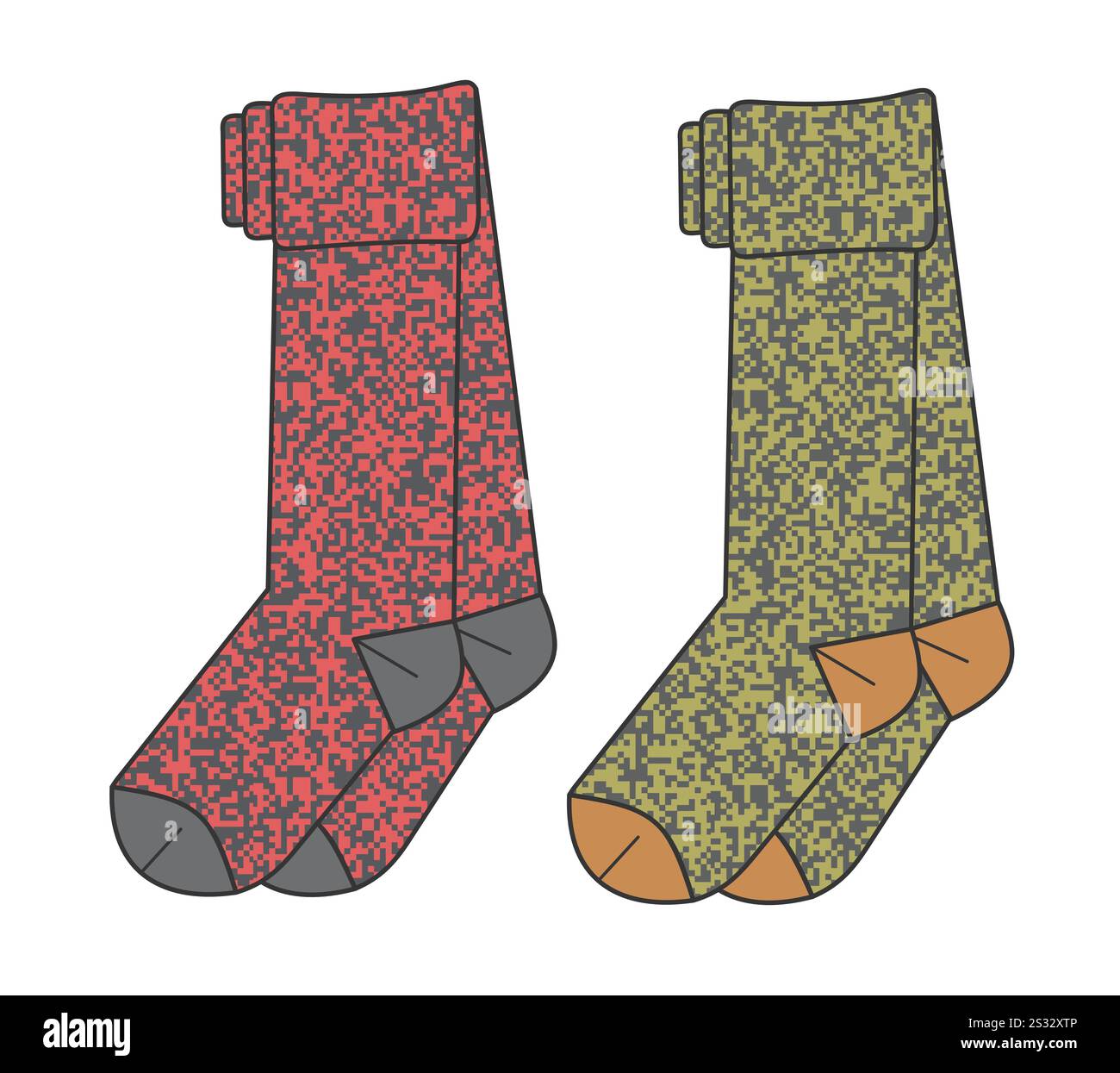 Women tights socks design technical flat sketch vector mockup template ...