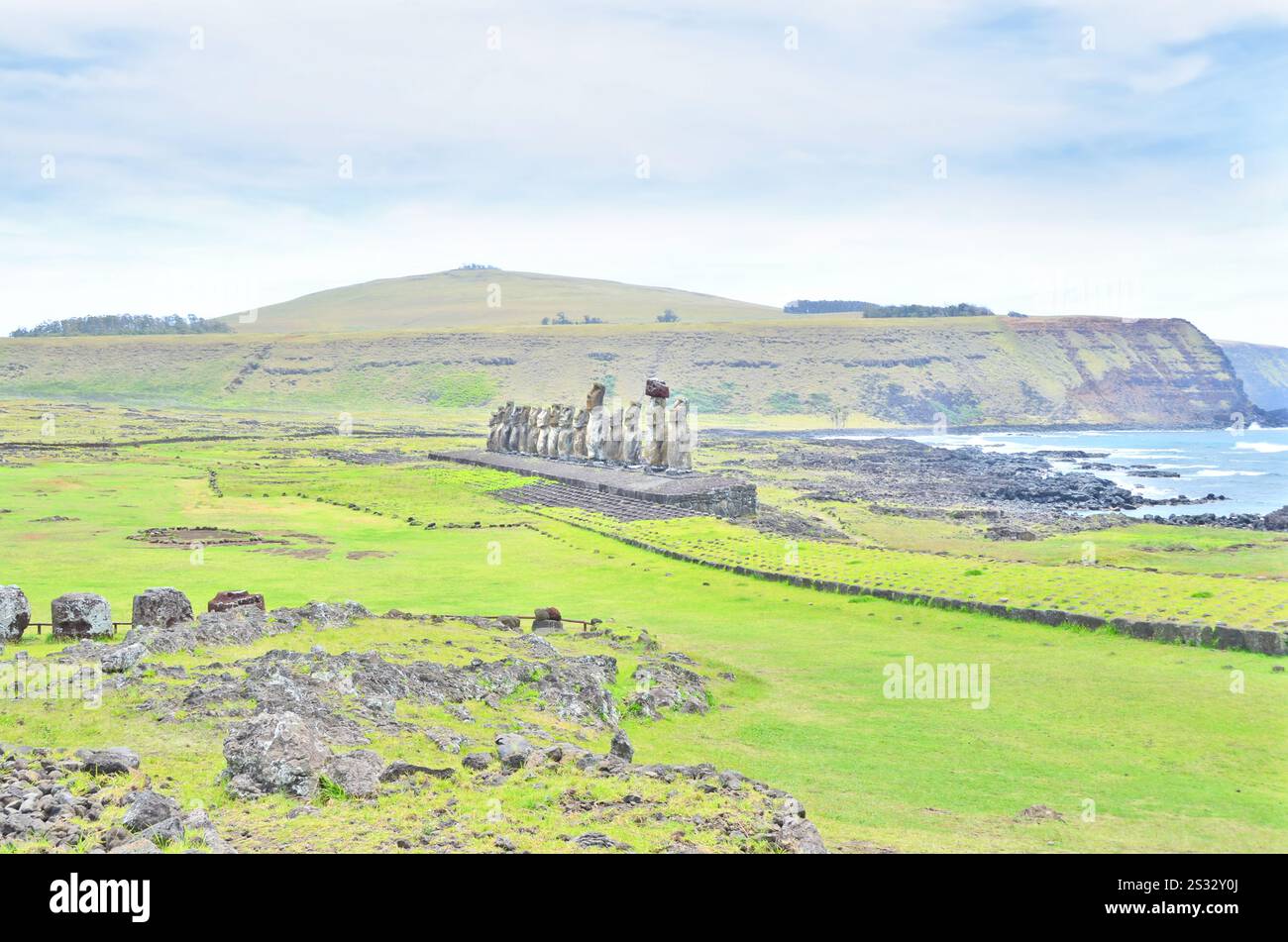 Ahu Tongariki the biggest ahu of Rapa Nui with its impressive 15 moai ...
