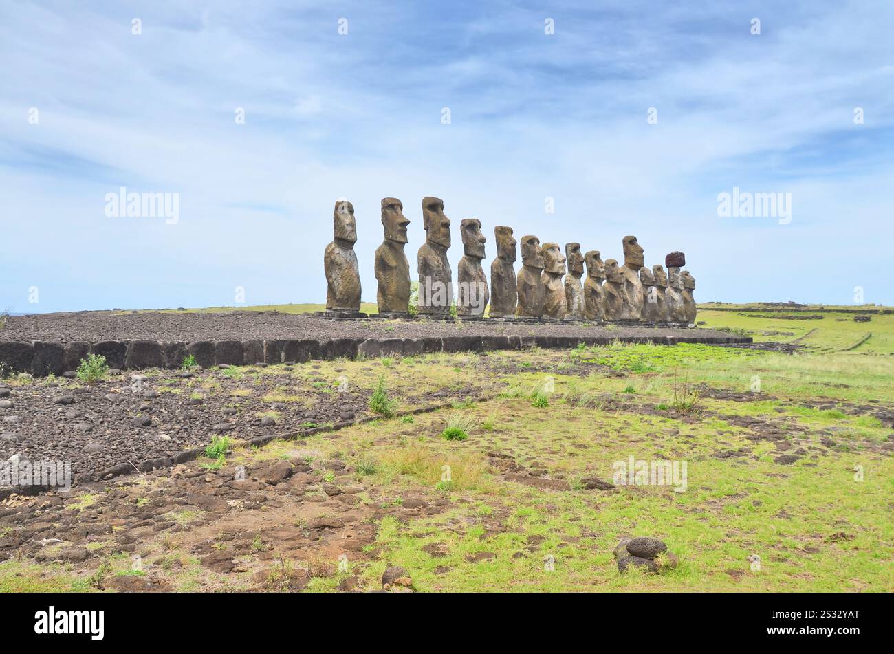 Ahu Tongariki the biggest ahu of Rapa Nui with its impressive 15 moai ...