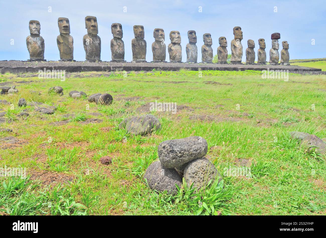 Ahu Tongariki the biggest ahu of Rapa Nui with its impressive 15 moai ...