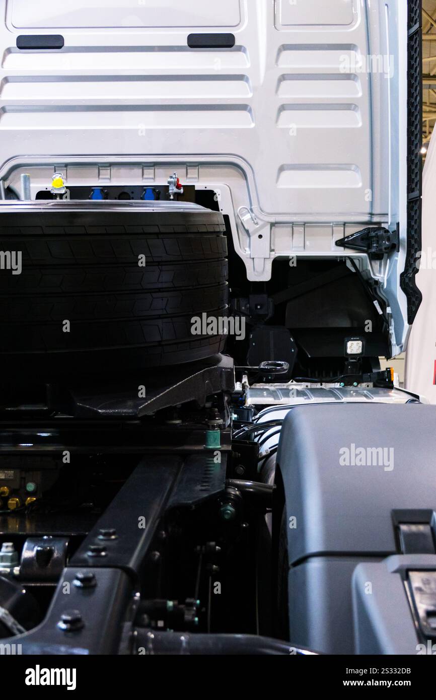 Rear of a truck without a trailer with a spare wheel Stock Photo - Alamy