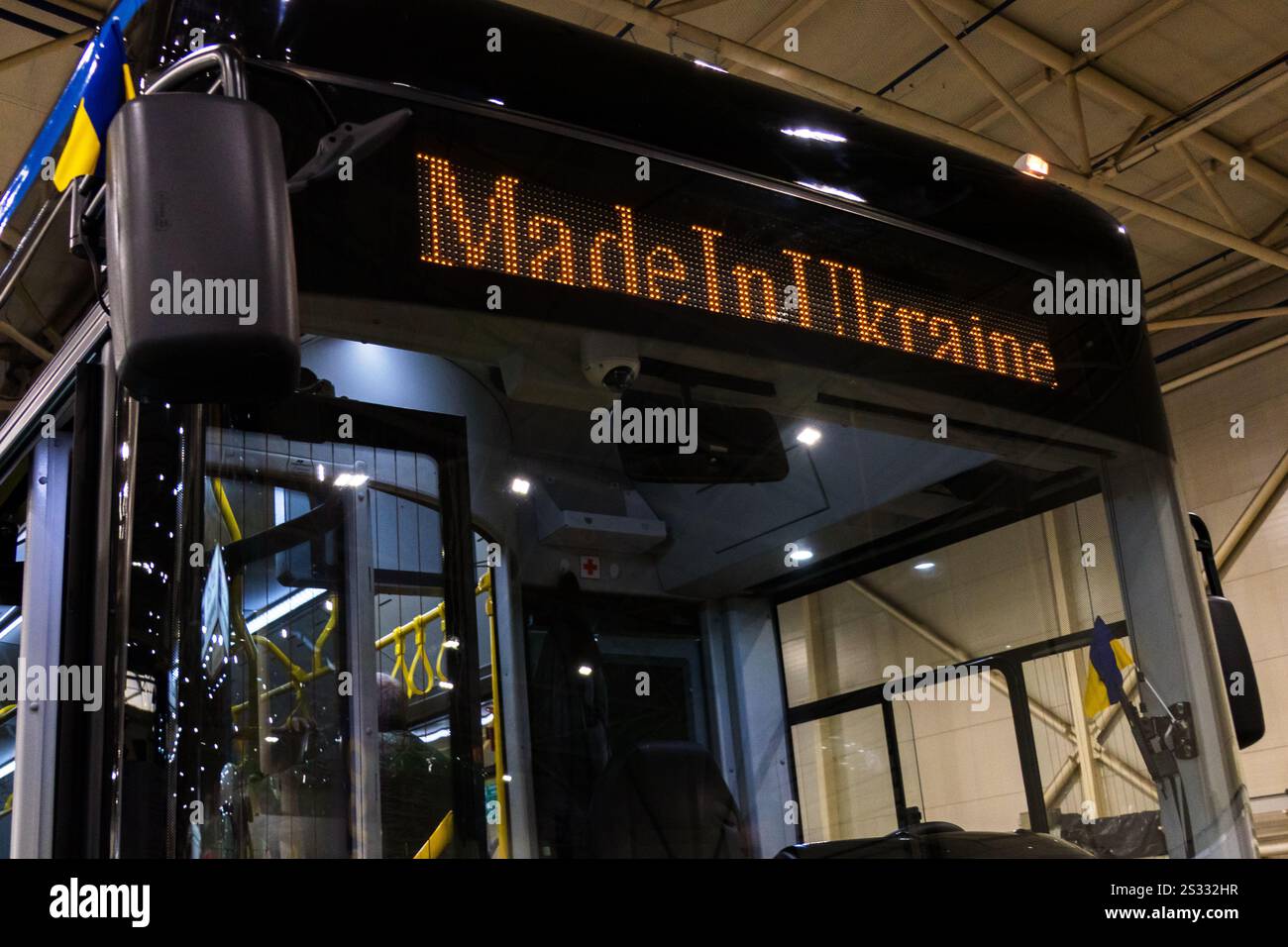 Kyiv, Ukraine - October 16, 2024:Public transport. Cabin of a modern ...