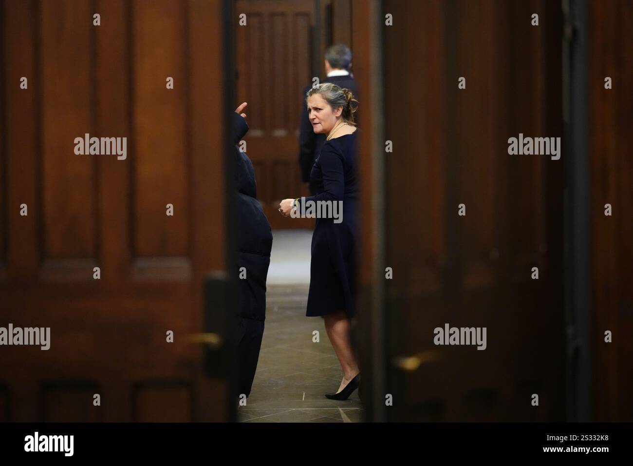 Ottawa, Canada. 08th Jan, 2025. Chrystia Freeland is seen inside the ...