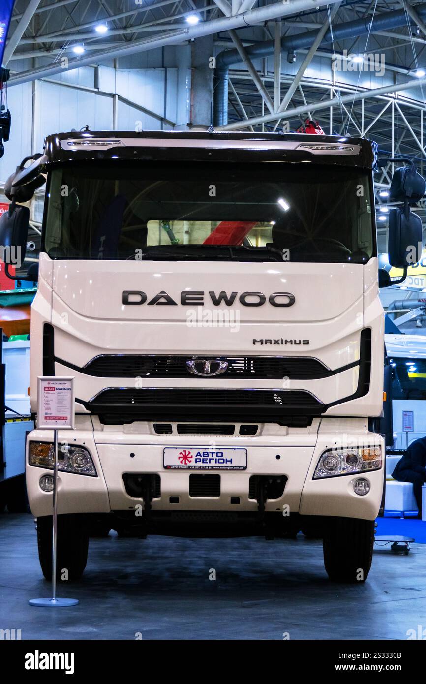 Kyiv, Ukraine - October 16, 2024:A front view of a white Daewoo Maximus ...