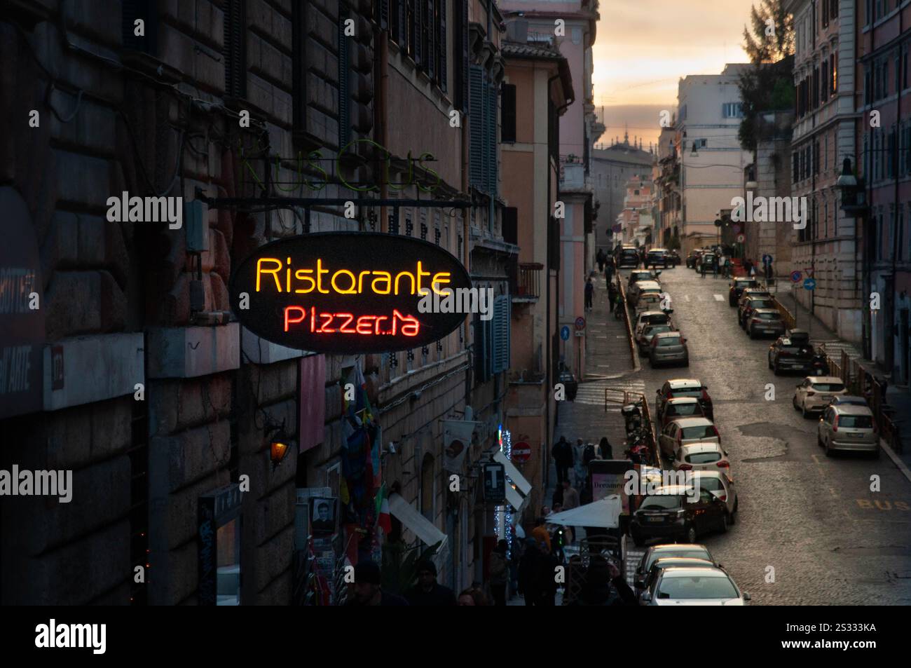 Experience the charm of Italy with this atmospheric urban sunset scene ...