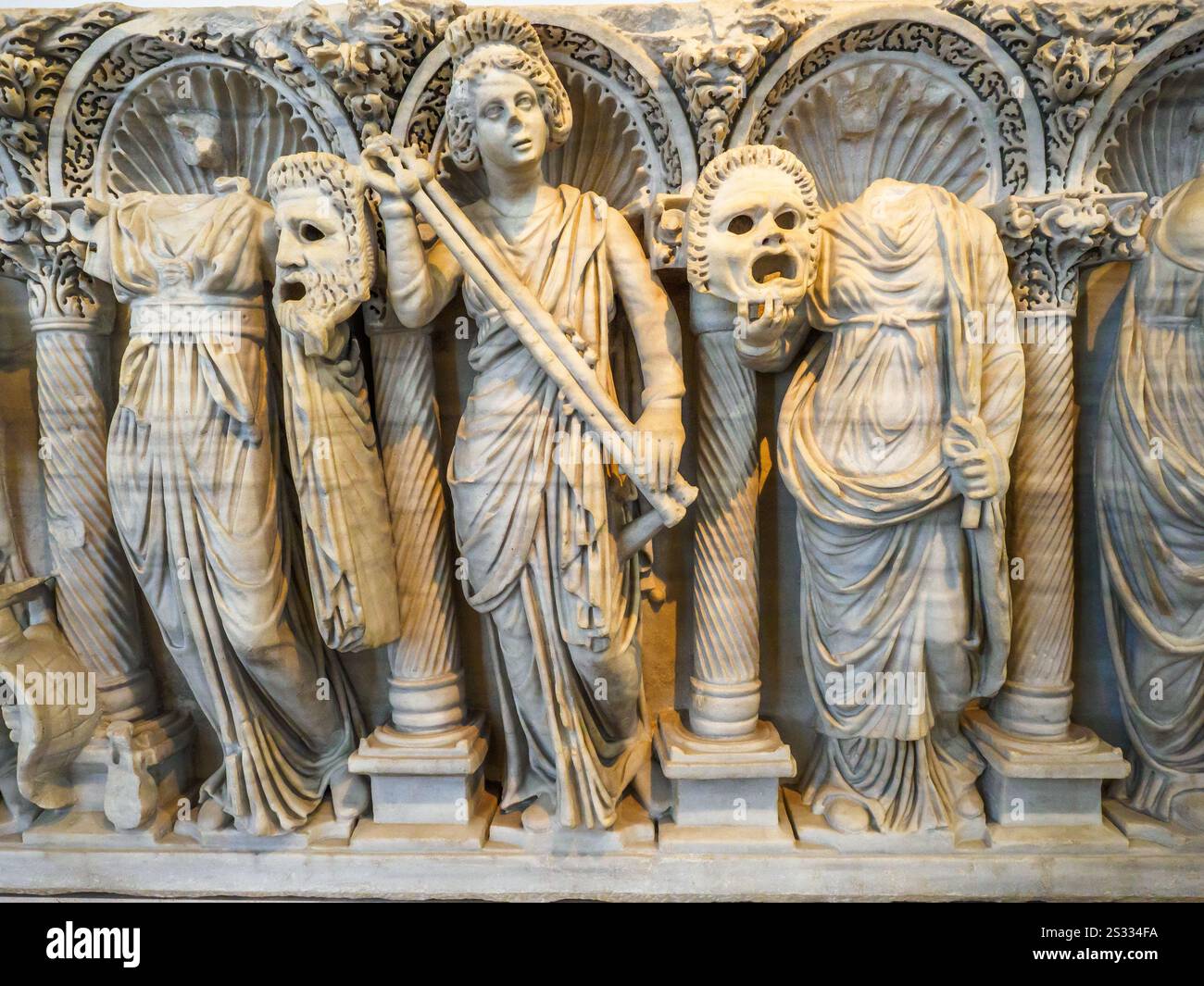 Detail of the sarcophagus with the muses, from the Mattei collection of ...