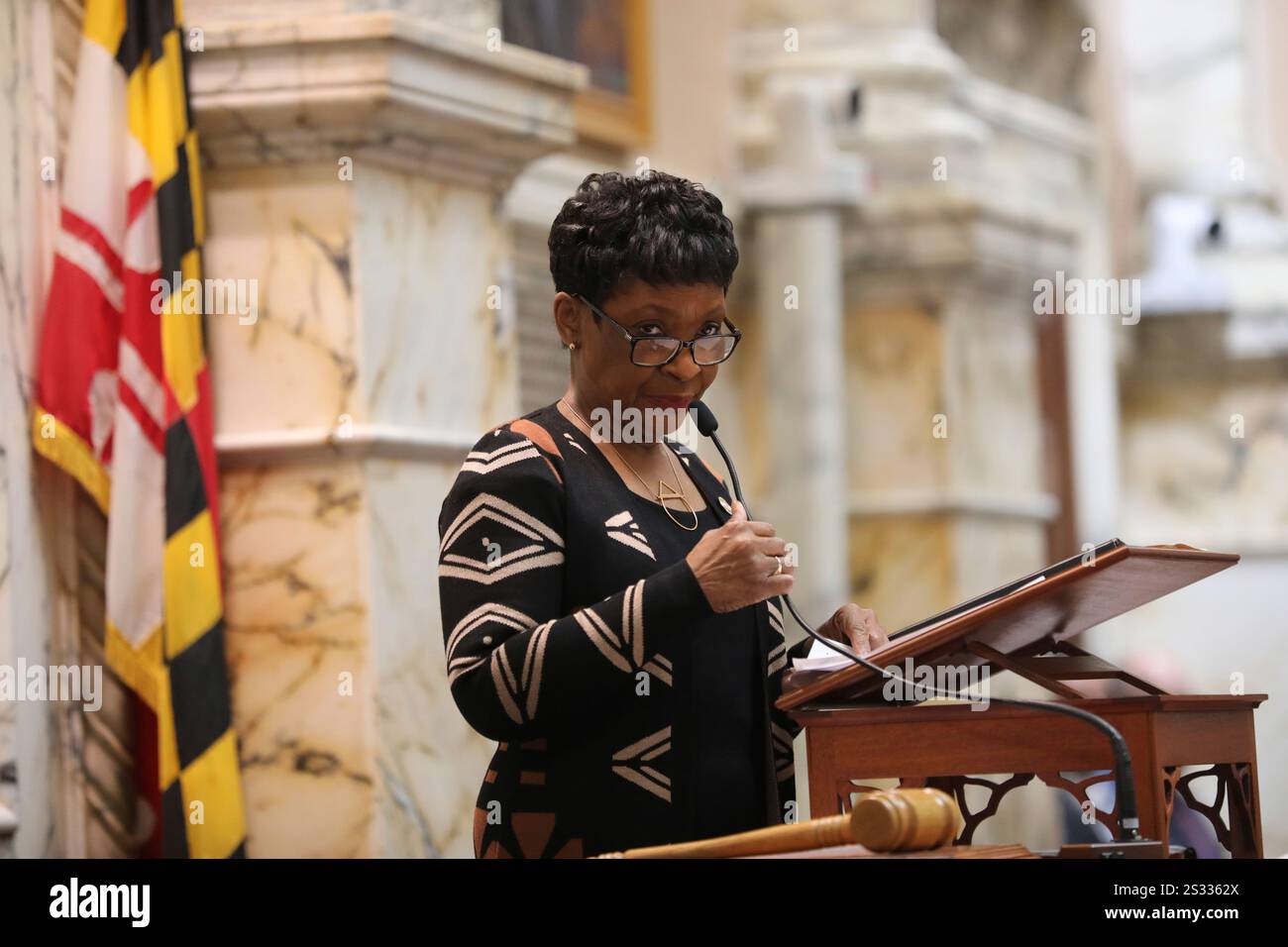 Maryland House Speaker Adrienne Jones addresses the Maryland House of ...