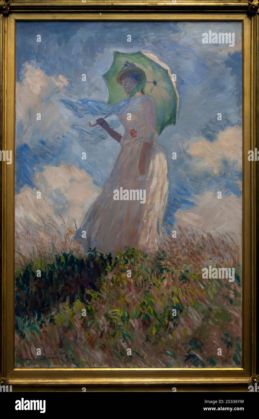 Woman with Parasol Turned To the Left oil painting by Claude Monet ...