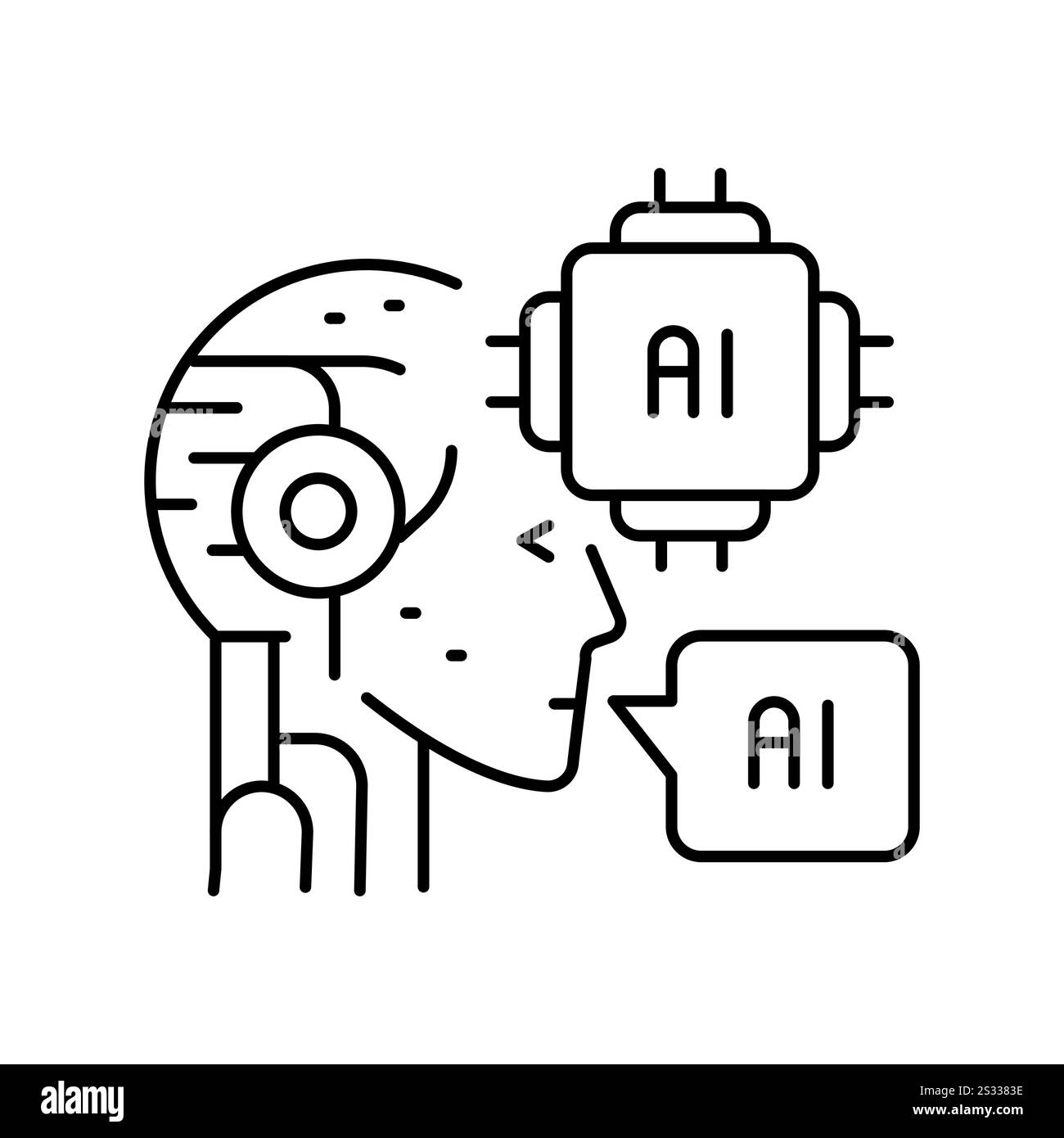 Ai Agents Black Line Icon Vector Isolated Element Editable Stroke Stock Vector Image And Art Alamy