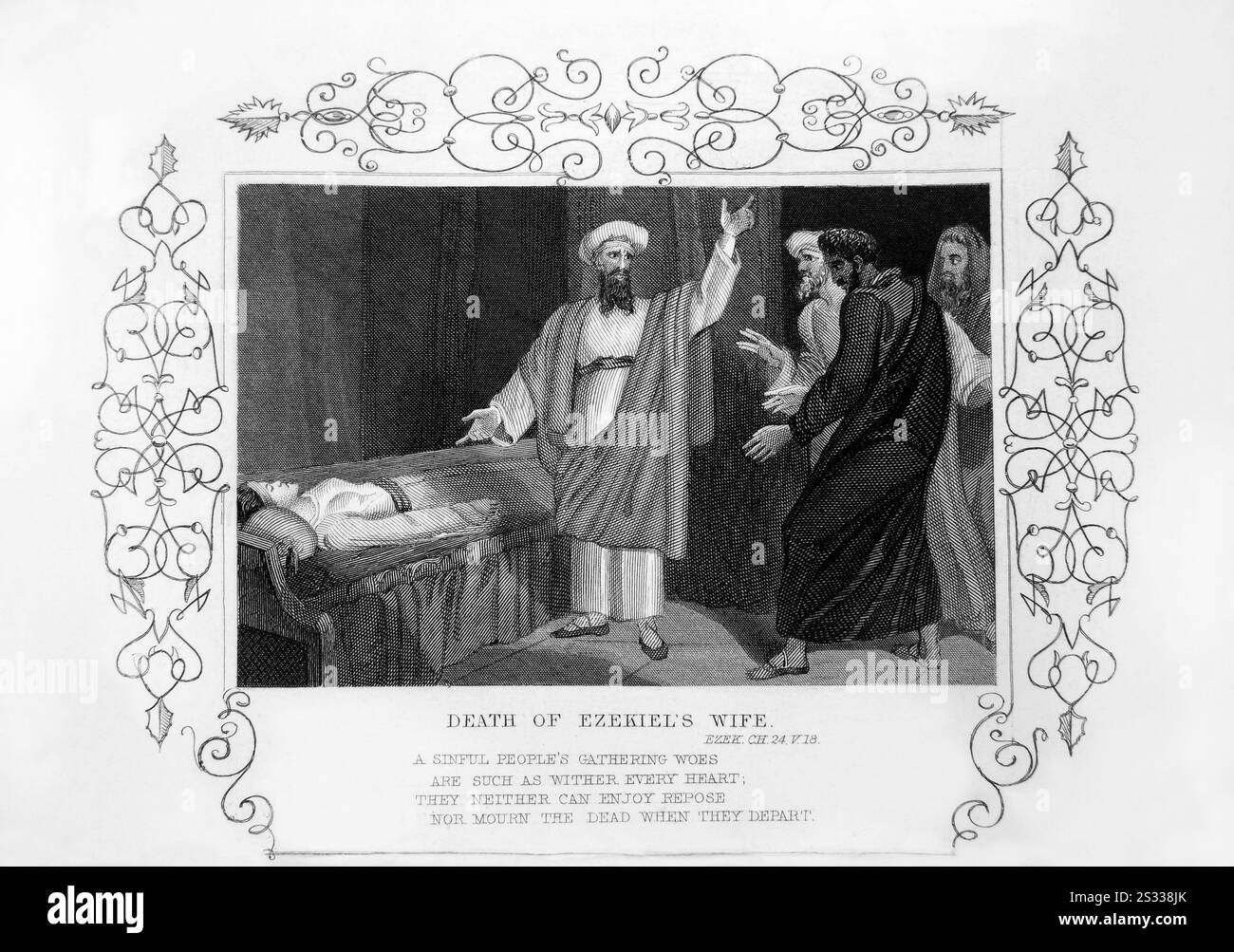 Steel Engraving of the Death of Ezekiel's Wife (Ezekiel)The Lord told Ezekiel not to Weep or ...