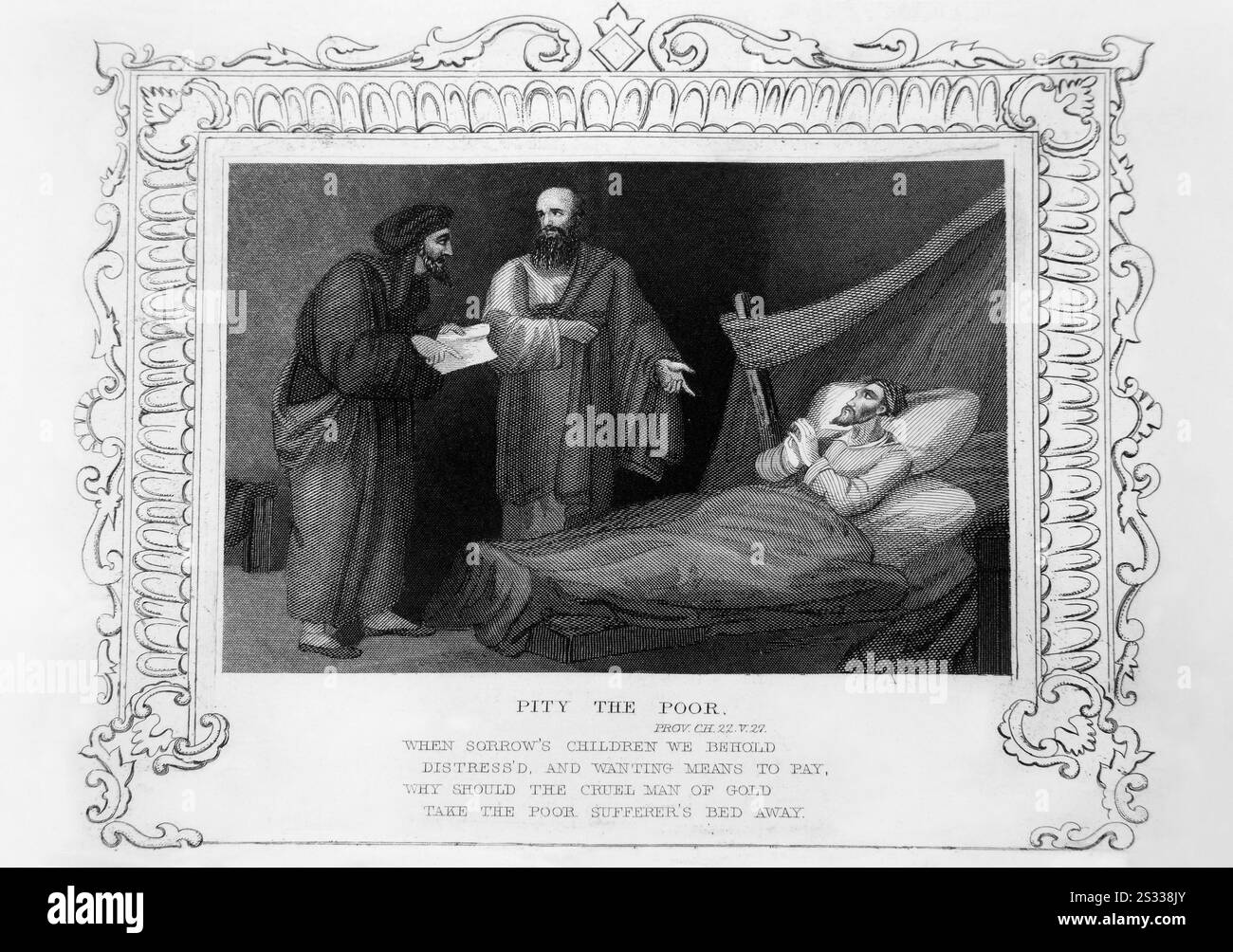 Steel Engraving Pity the Poor (Proverbs) "if you have nothing with ...