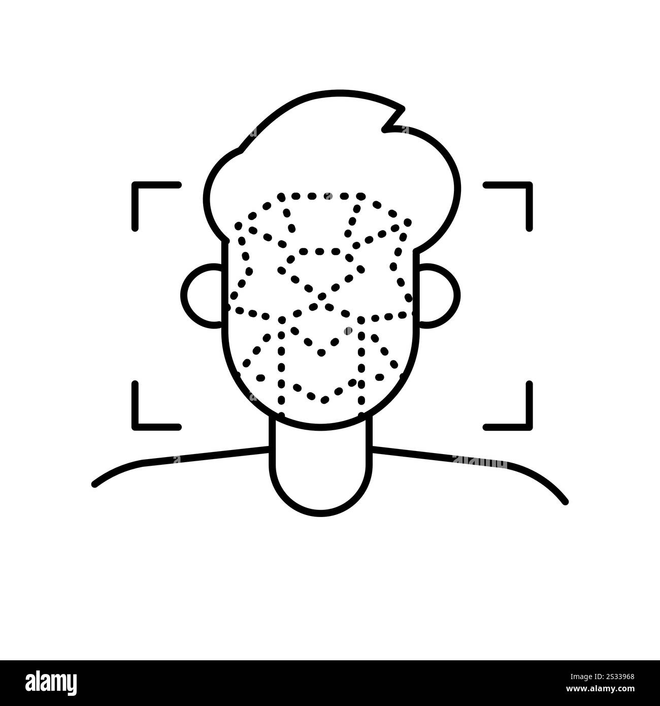 Face Recognition Black Line Icon Vector Isolated Element Editable