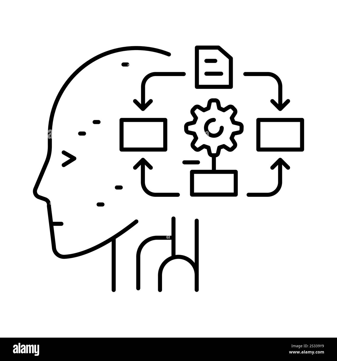 Machine Learning Black Line Icon Vector Isolated Element Editable Stroke Stock Vector Image