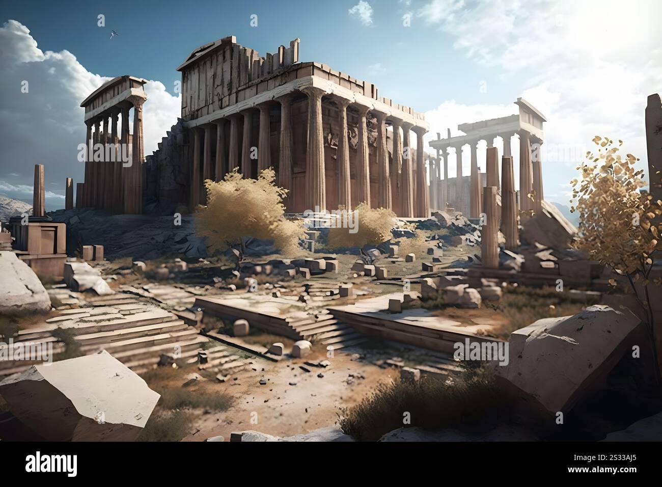 Fantasy Athens landmark Acropolis and the Odeon of Herodes Atticus ...