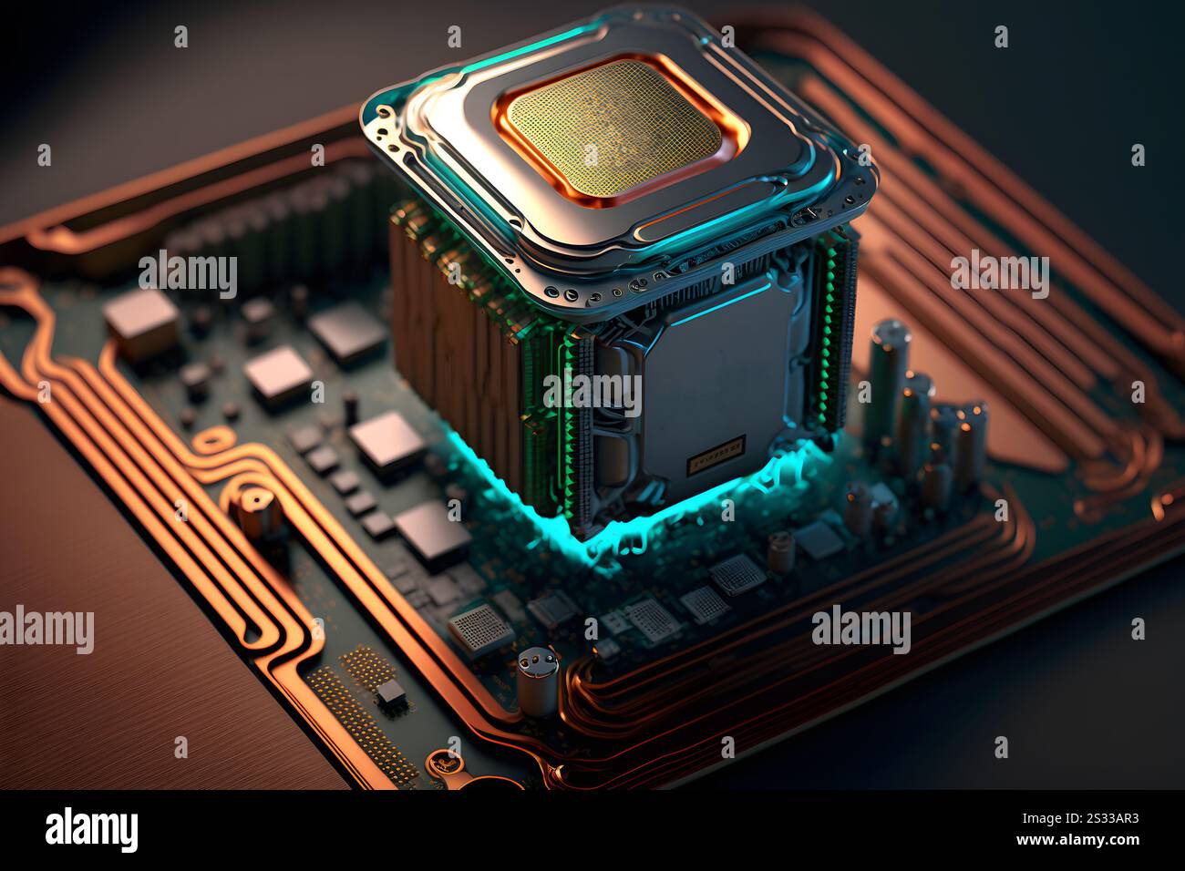 CPU processor with modern futuristic technology appearance. Neural ...