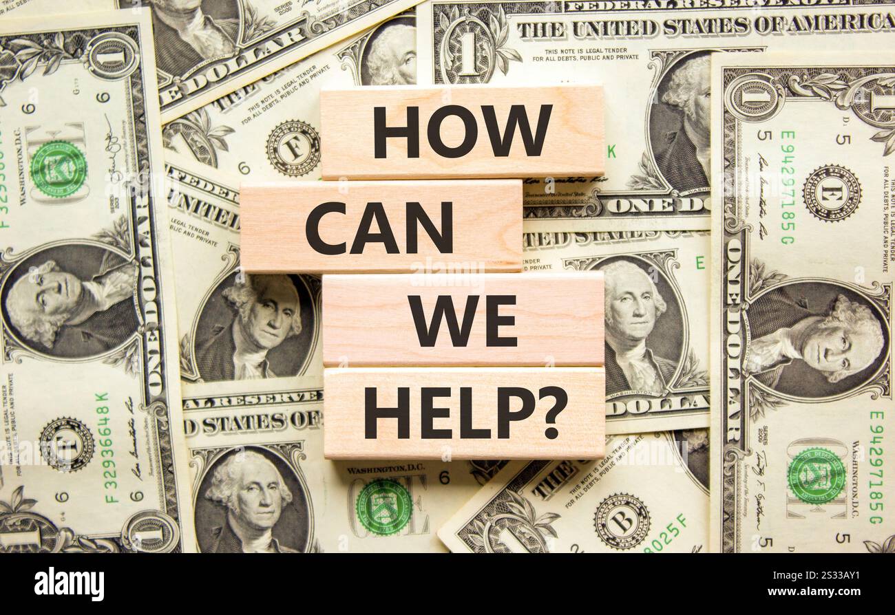 How can we help symbol. Concept words How can we help on beautiful ...