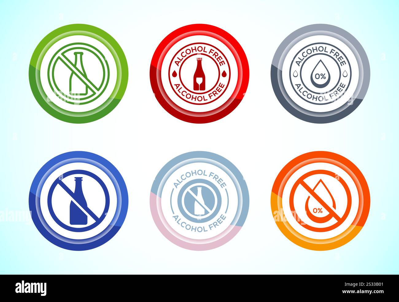 Alcohol Free Icon Design Illustration, No Alcohol Sign, Button Design ...