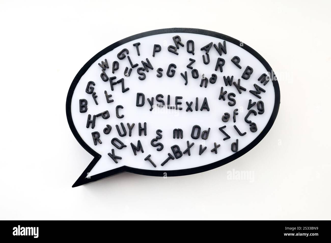 Dyslexia concept. A speech bubble filled with jumbled letters Stock ...