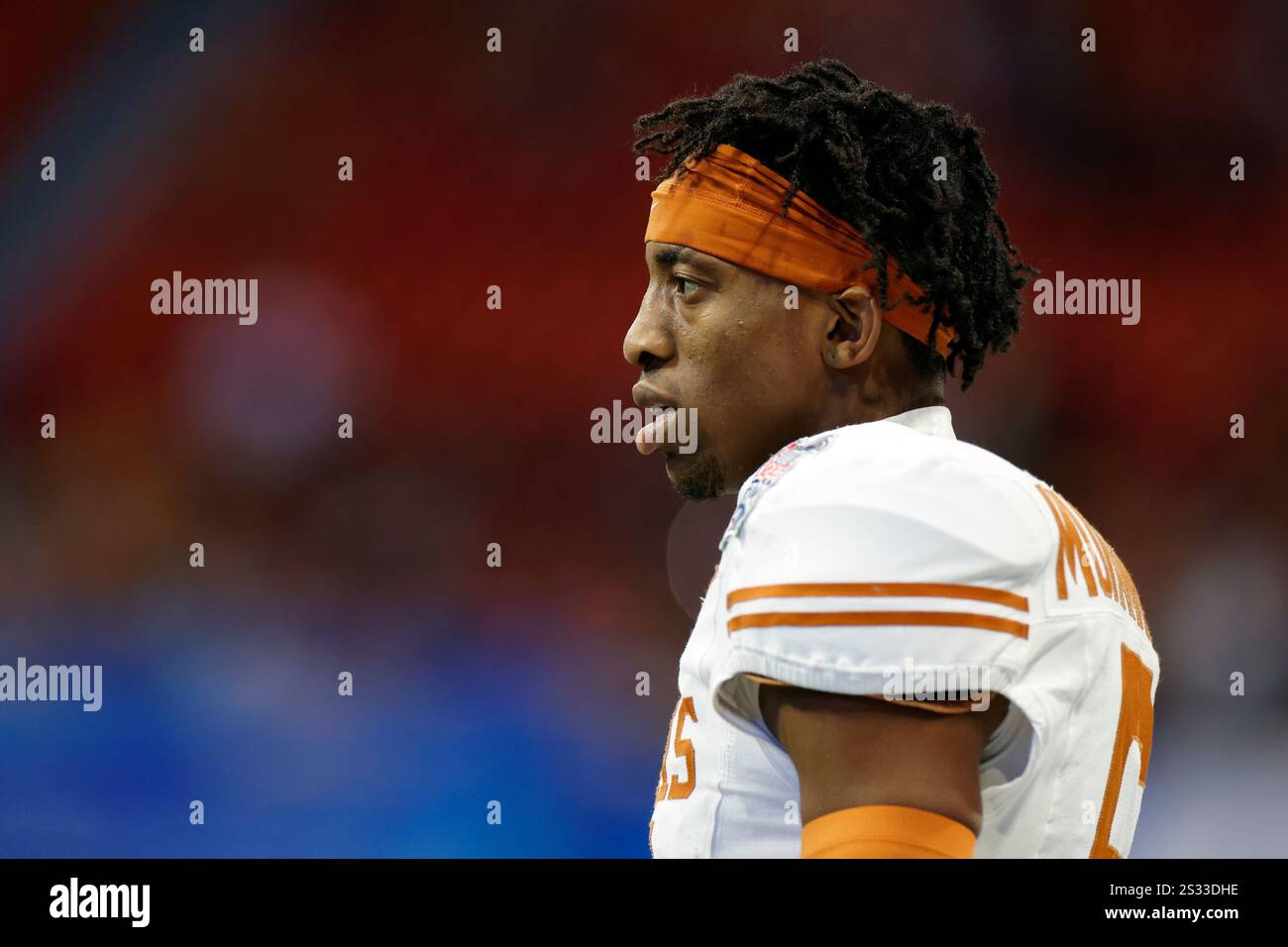 ATLANTA, GA - JANUARY 01: Defensive Back Malik Muhammad #5 of the Texas ...