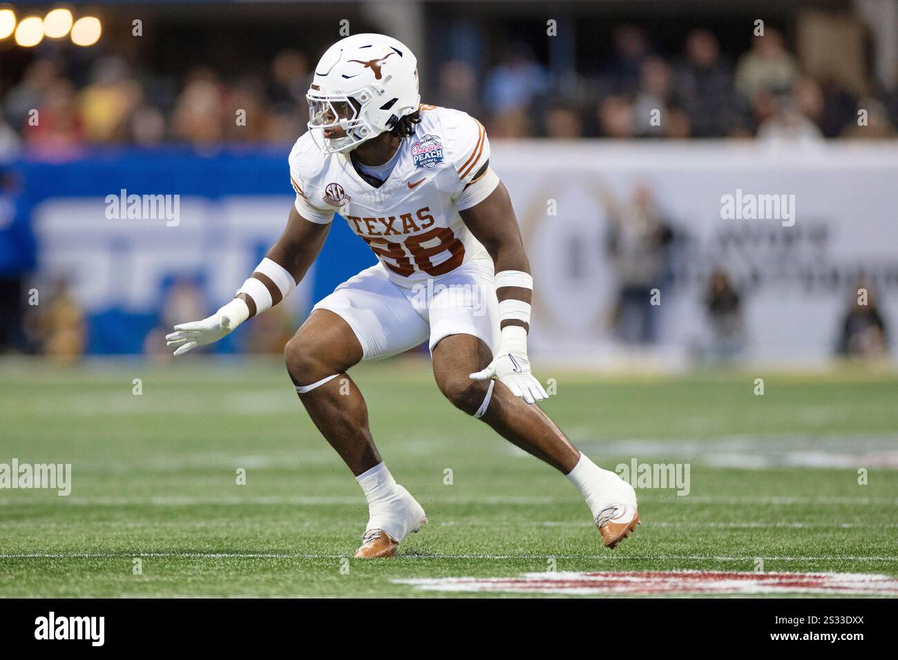 ATLANTA, GA - JANUARY 01: Edge Rusher Barryn Sorrell #88 of the Texas ...