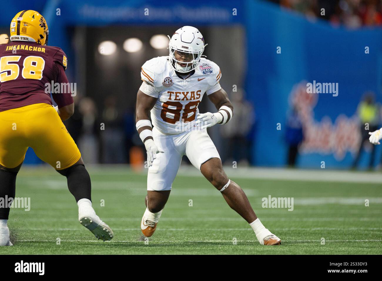 ATLANTA, GA - JANUARY 01: Edge Rusher Barryn Sorrell #88 of the Texas ...