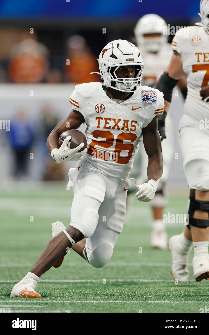 ATLANTA, GA - JANUARY 01: Running Back Quintrevion Wisner #26 of the ...